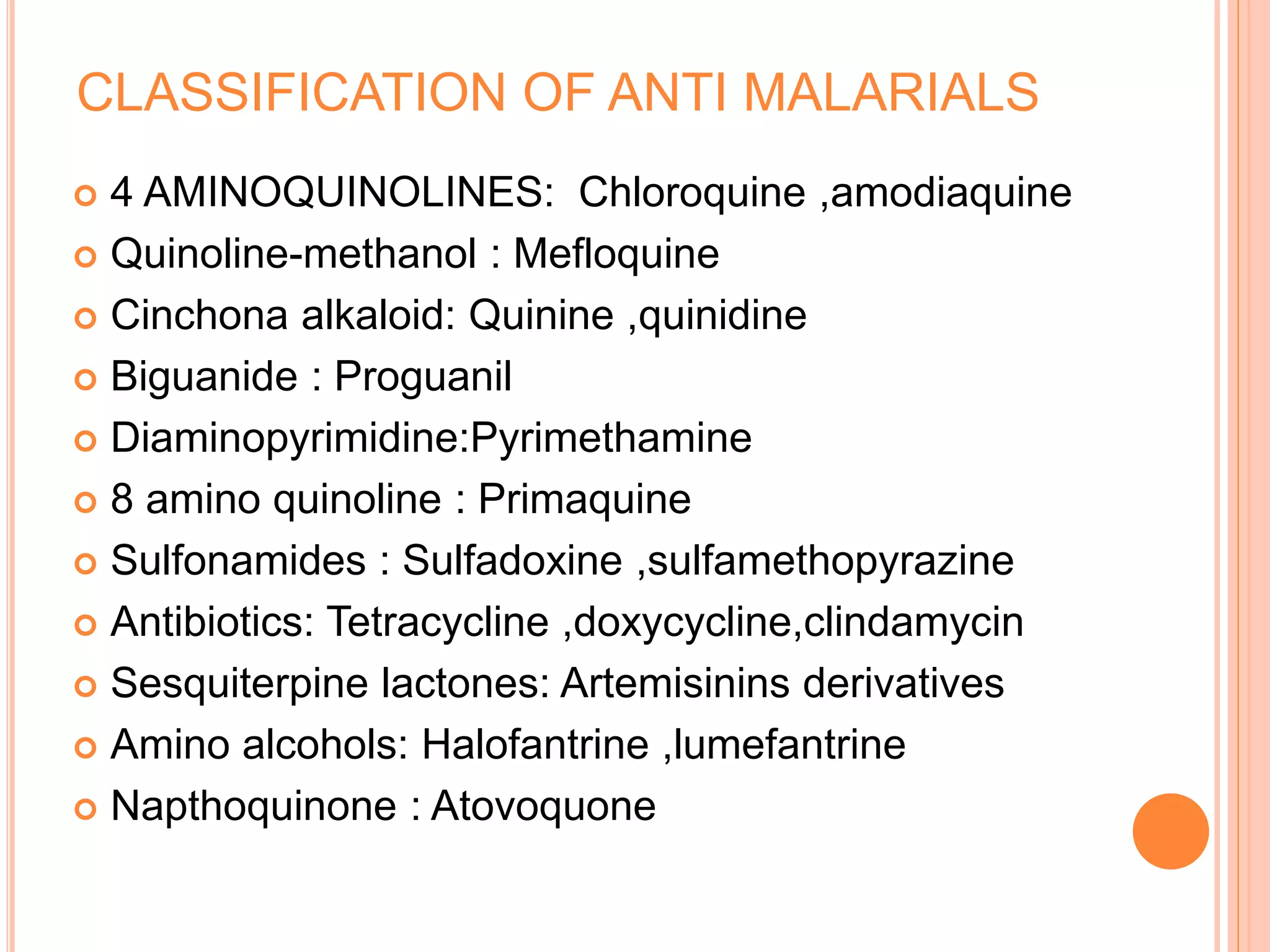 Anti -Malarials - perspective and Treatment regimen | PPTX