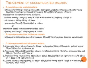 Anti -Malarials - perspective and Treatment regimen | PPTX