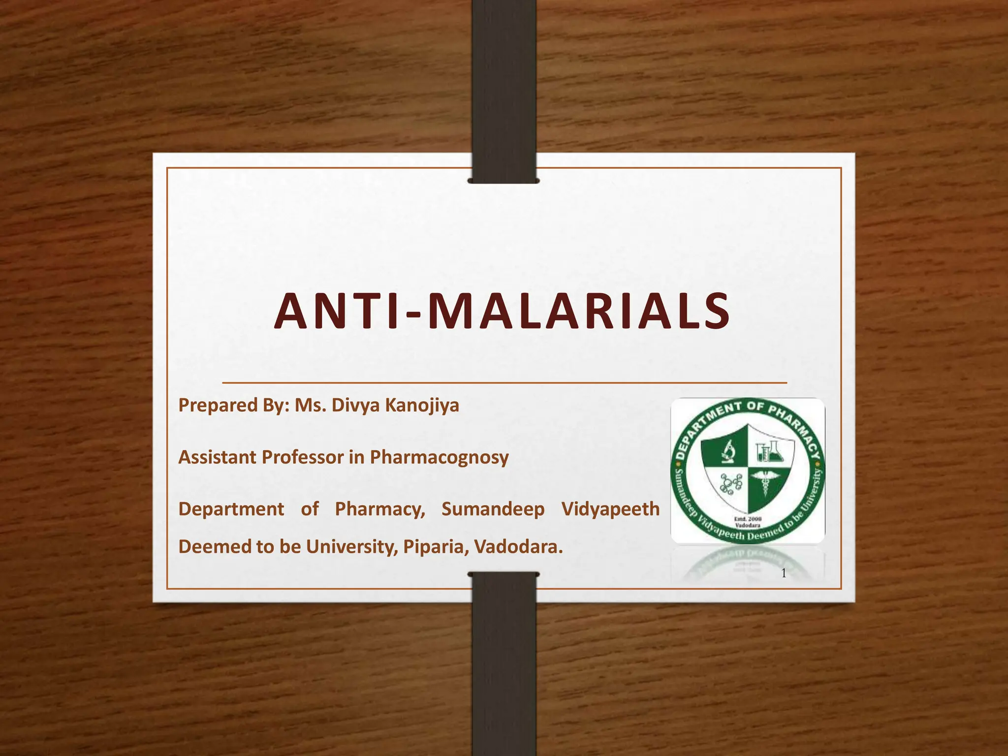 ANTI-MALARIALS - PHARMACOGNOSTIC NOTE ON CINCHONA AND ARTEMISIA | PDF