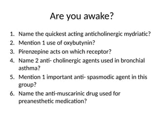 anti- muscarinic drugs/Atropine/ Anti Cholinergic drugs | PPT