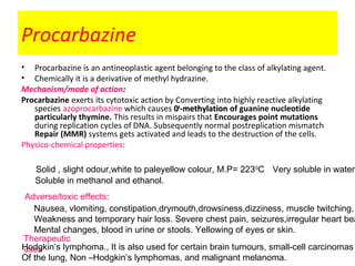 Procarbazine Mechanism Of Action