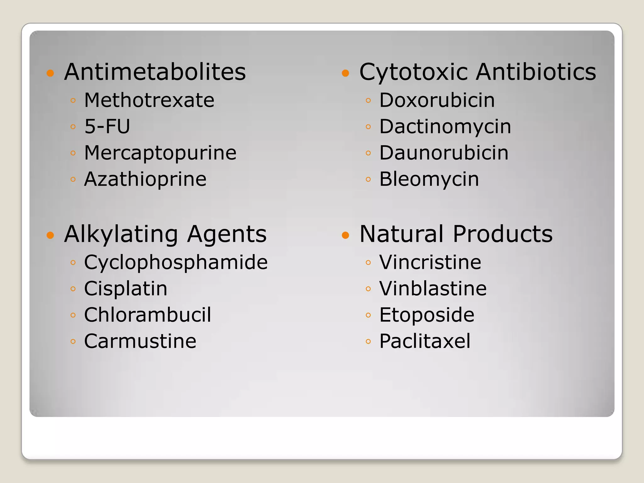 Anti neoplastic drugs flashcards | PPT