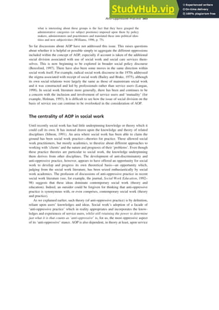 Anti-Oppressive Practice Emancipation Or Appropriation | PDF | Medical ...
