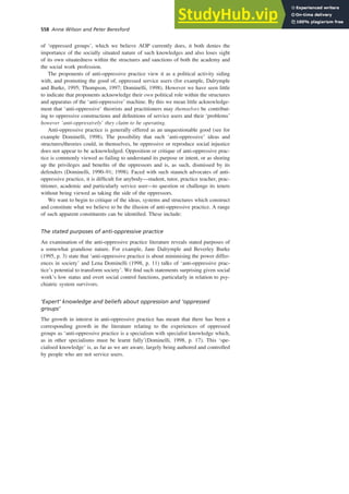 Anti-Oppressive Practice Emancipation Or Appropriation | PDF | Medical Health