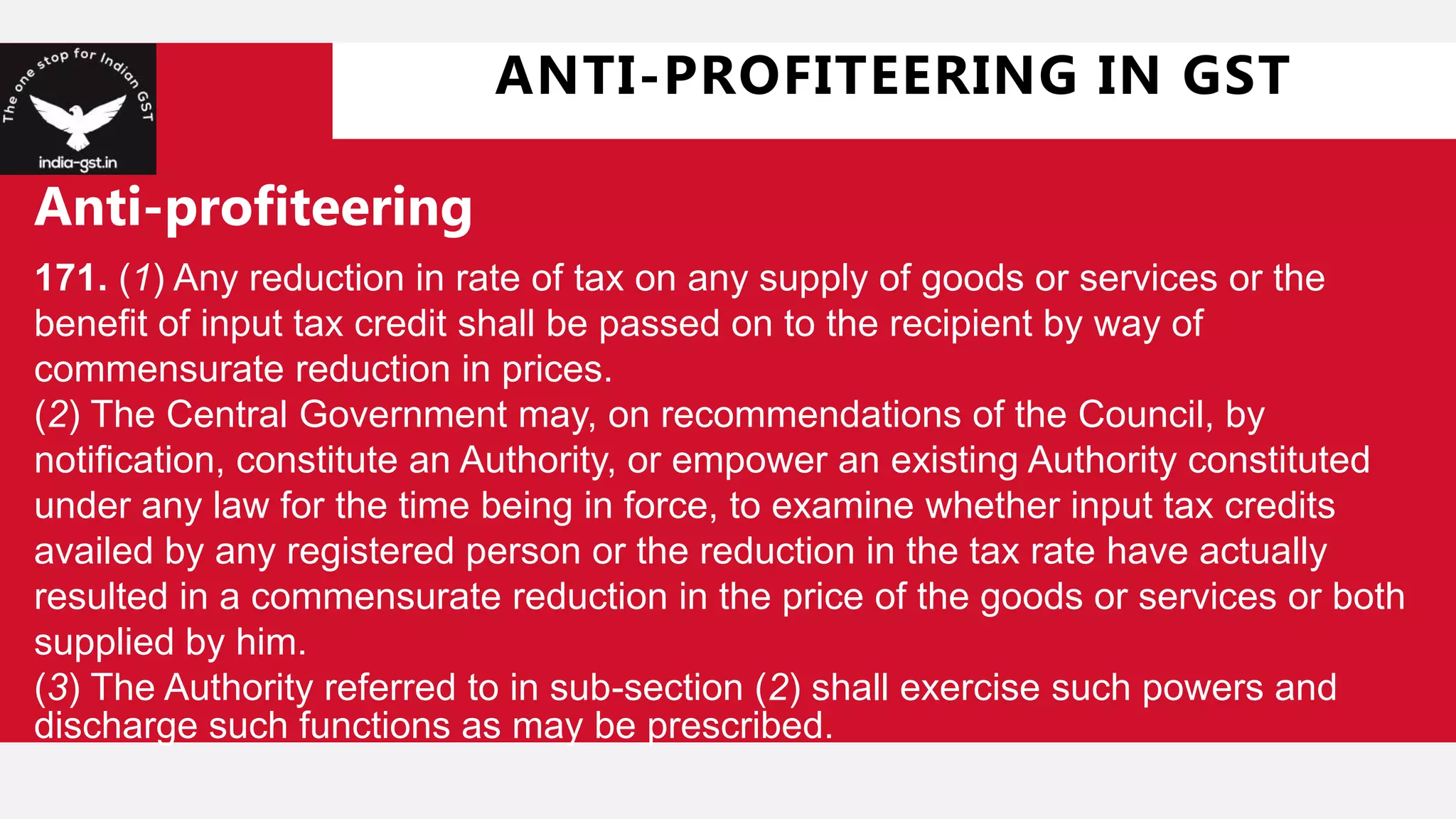 Anti profiteering in GST | PPTX