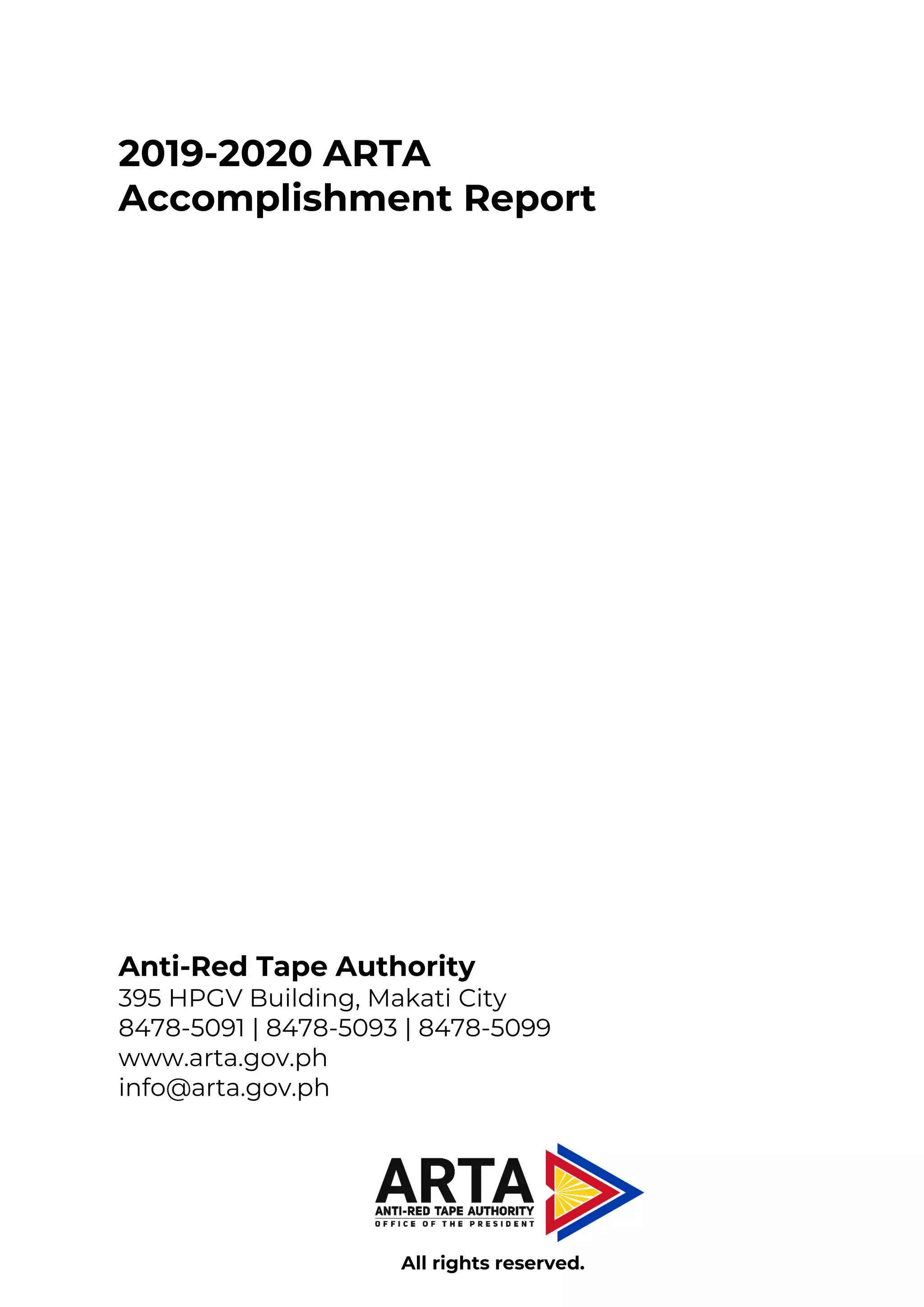 Anti-Red Tape Authority 2019-2020 Accomplishment Report | PDF