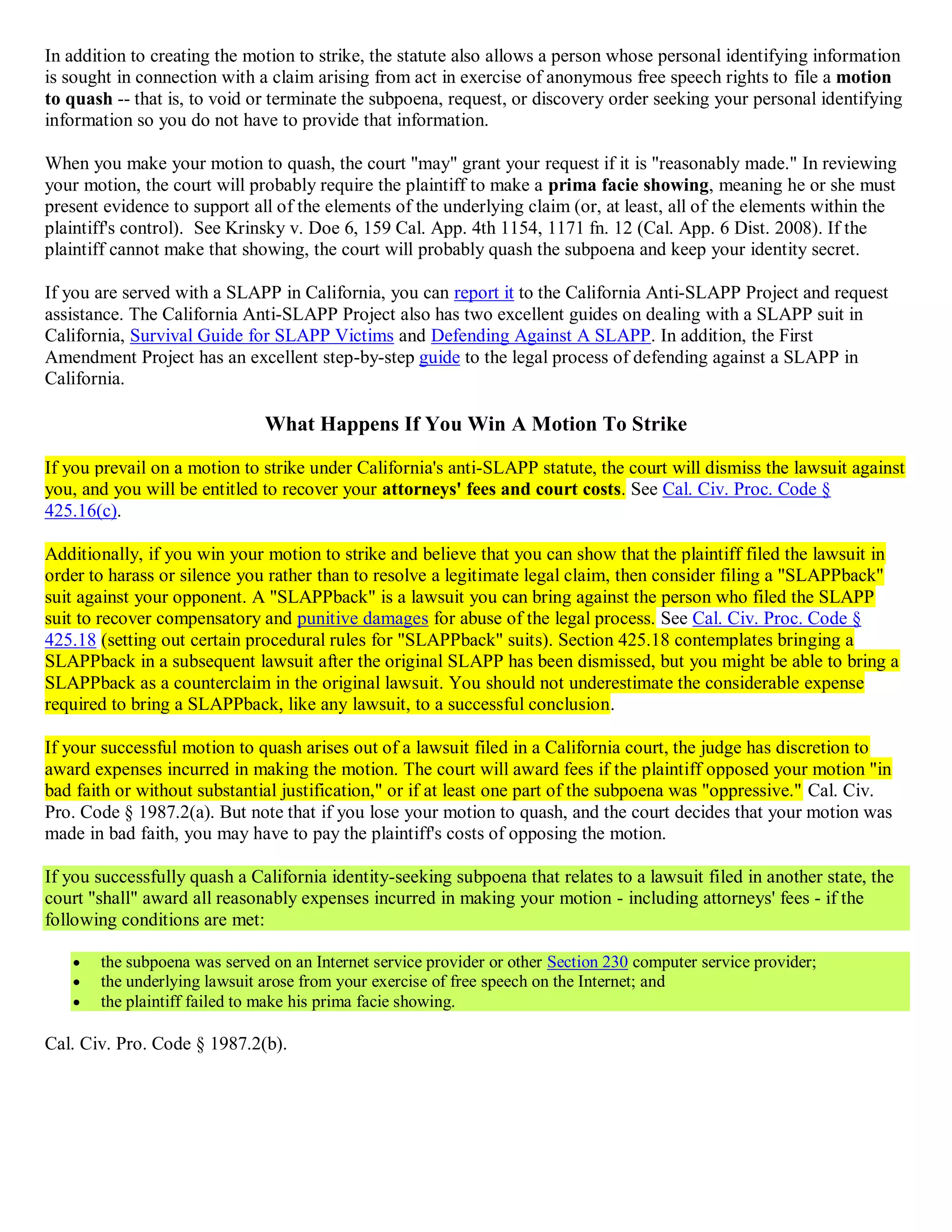 Anti slapp law of california | PDF