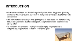 Anti-Soiling Coating of Solar Panels to Increase their Efficiency | PPTX