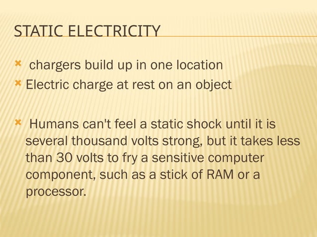 A powerpoint presentation about Static electricity and Safety ...
