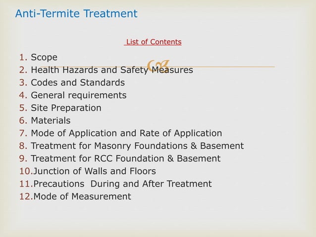 Anti termite treatment | PDF | Indoor Environmental Quality | Home & Garden