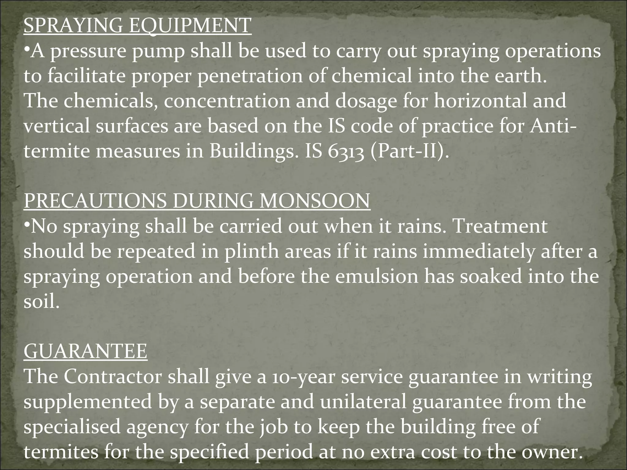 Anti termite treatment in foundation | PPT