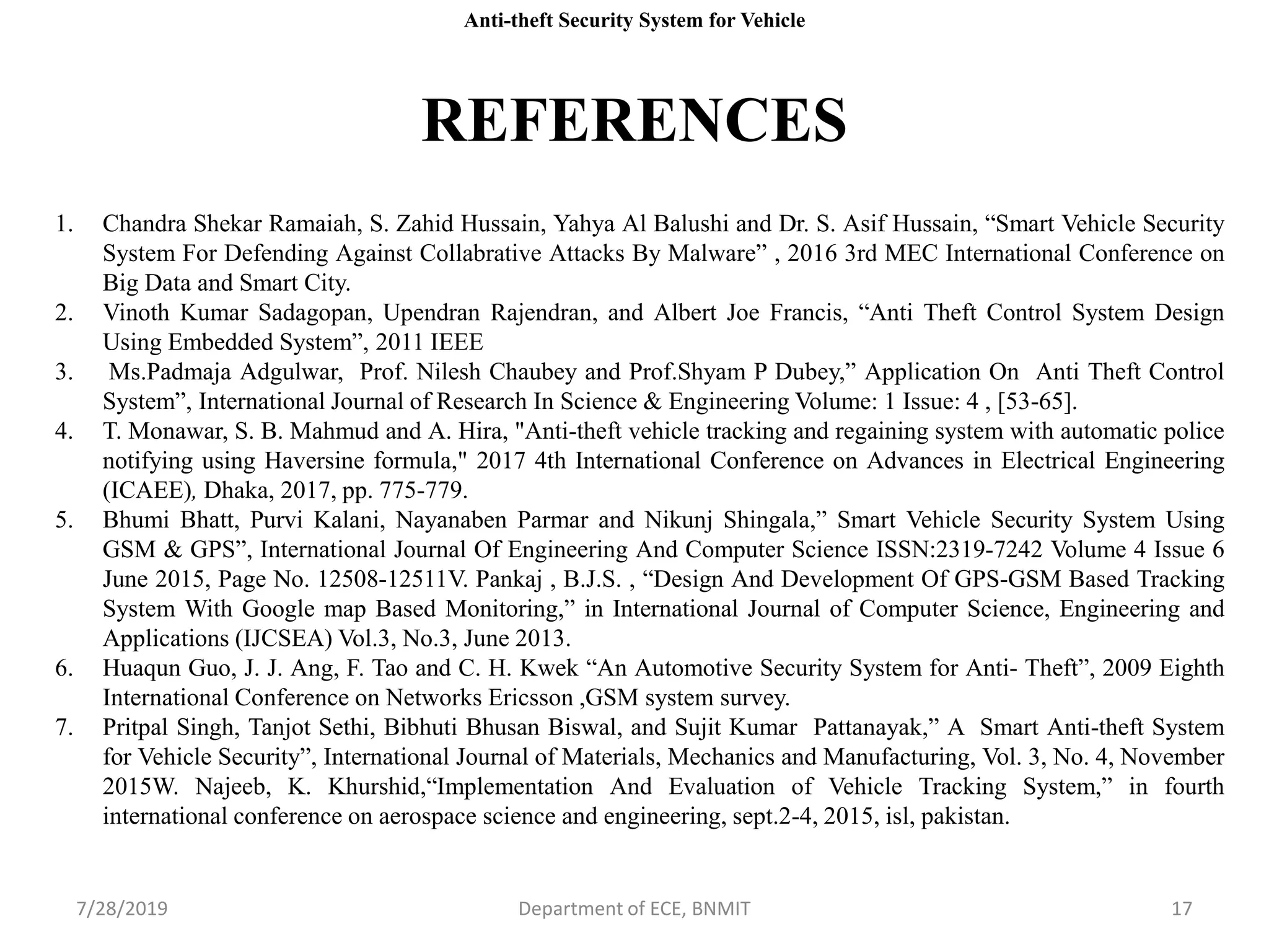 Anti theft security system for vehicle | PPTX