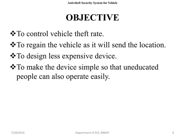 Anti theft security system for vehicle | PPTX