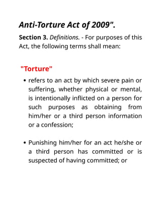 Republic Act Number 9745 also known as Anti-Torture Law.docx