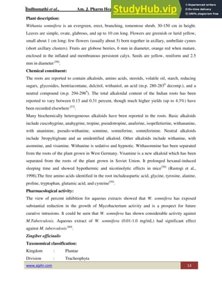 Anti-Tubercular Activity Of Indian Medicinal Plants -A Review | PDF