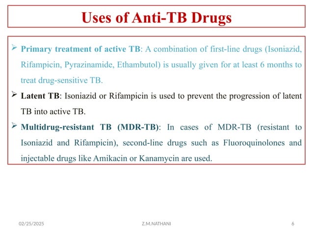 Anti-TB drugs are used to treat tuberculosis (TB). | PPTX