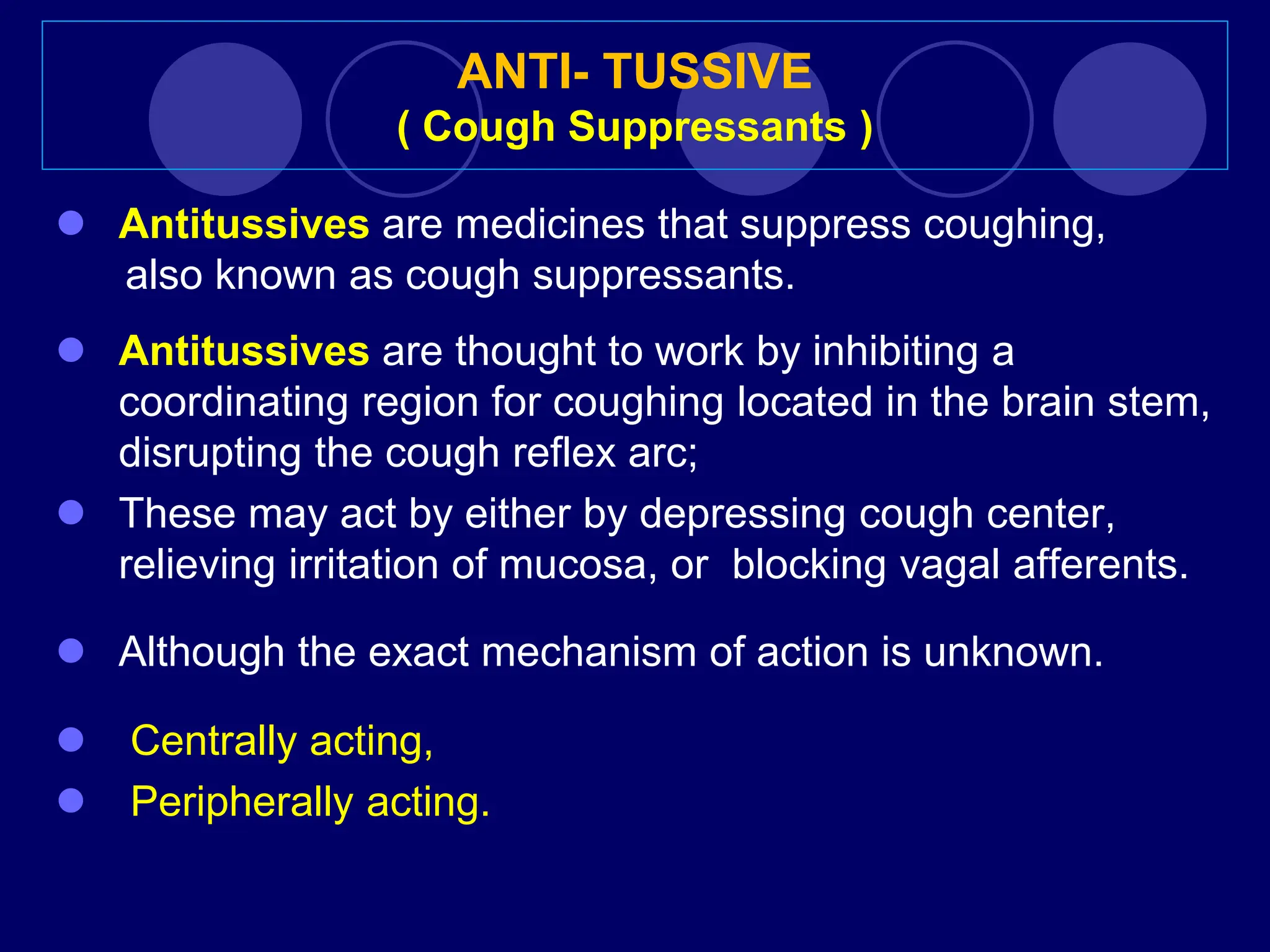 Anti -Tussive(Drugs Used In Cough treatment).ppt | Lung and Respiratory ...