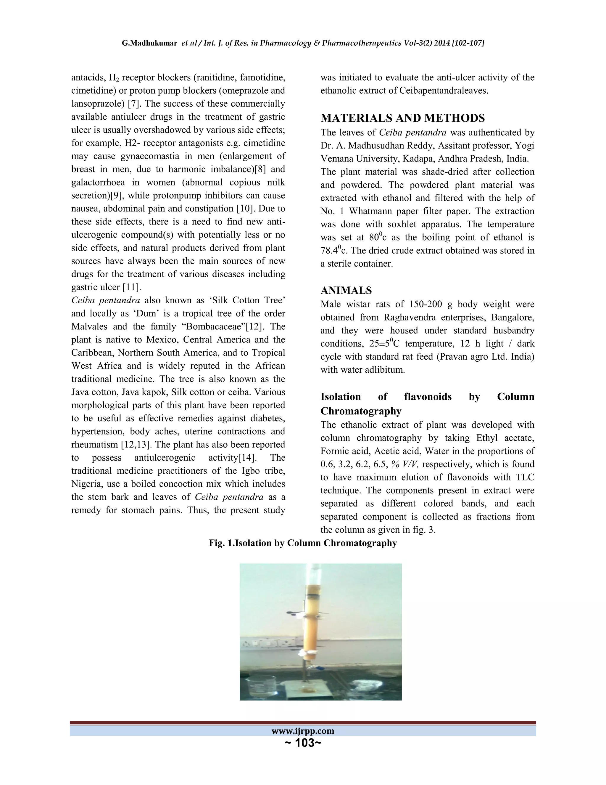 Anti ulcer activity on cold stress induced ulcerative rats with column ...