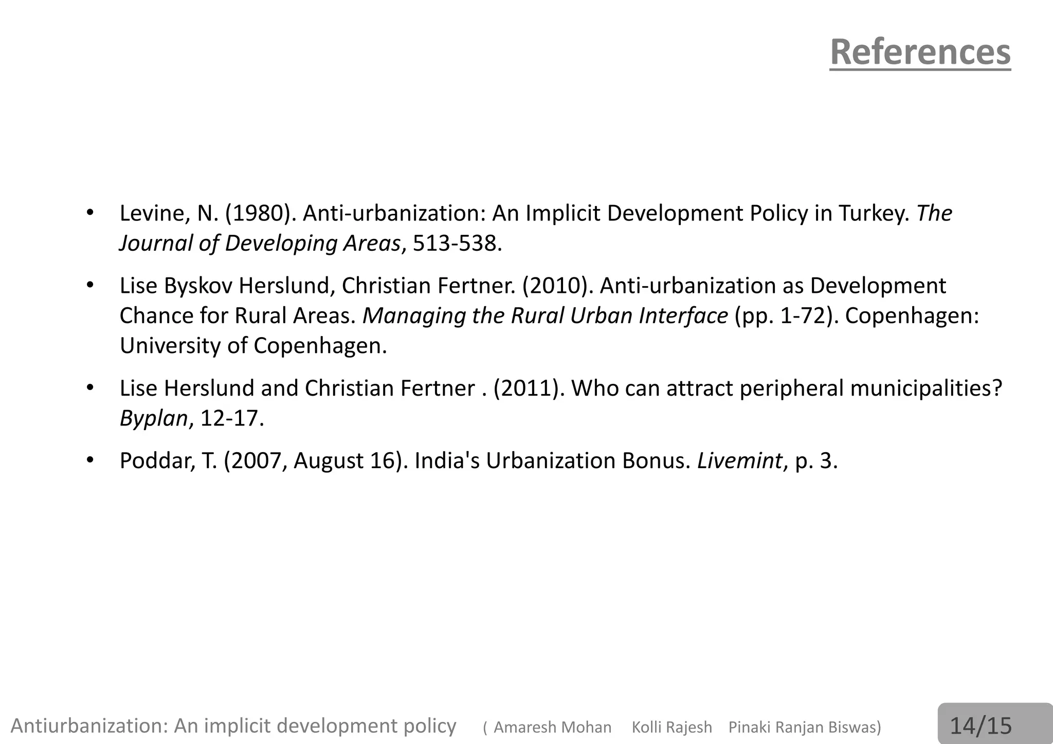 Anti urbanization - an implicit development policy | PDF
