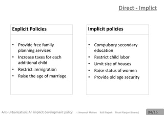 Anti urbanization - an implicit development policy | PDF
