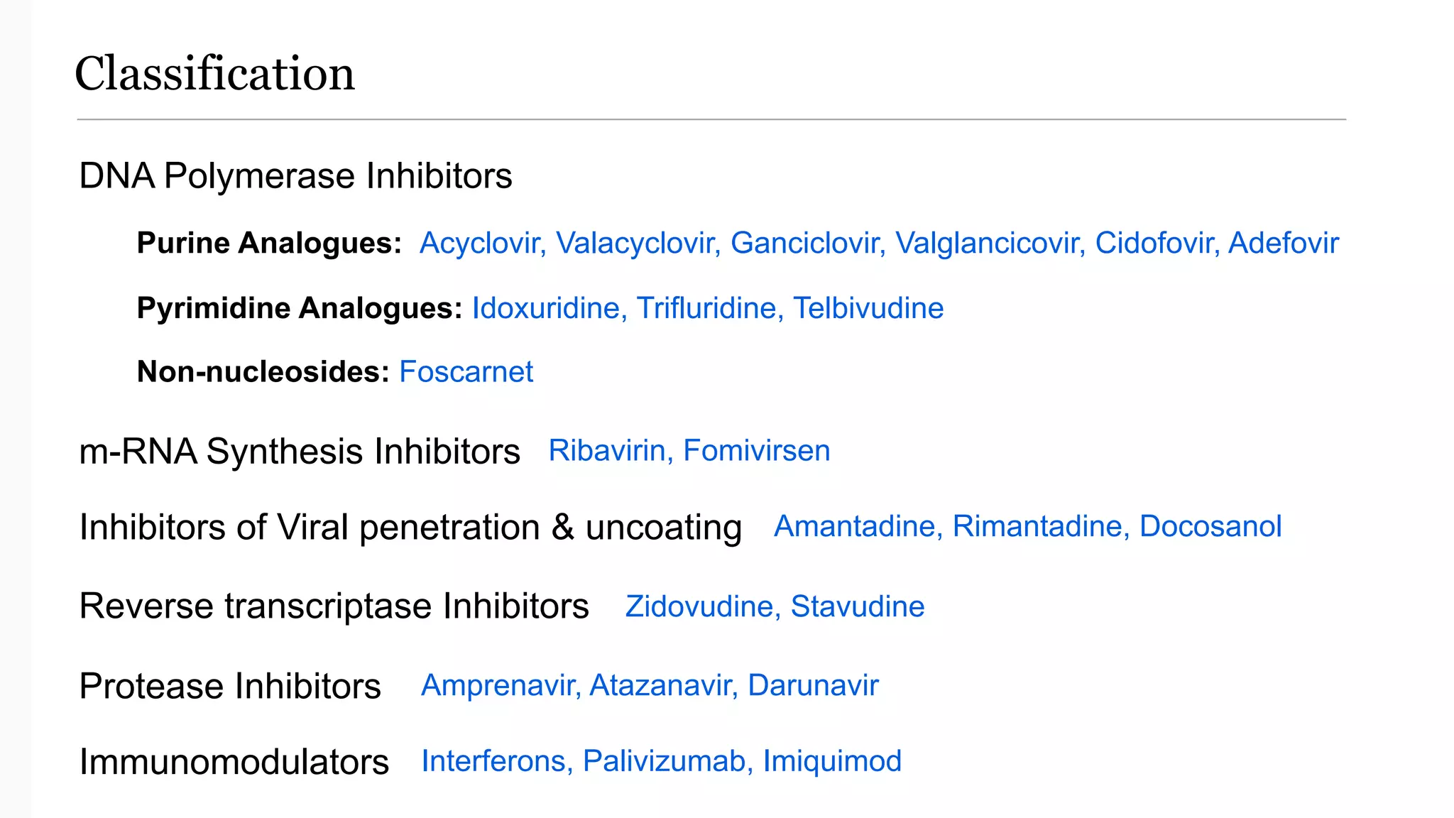 Antiviral Drugs – A Brief (Classification & Mechanism of Actions) | PDF