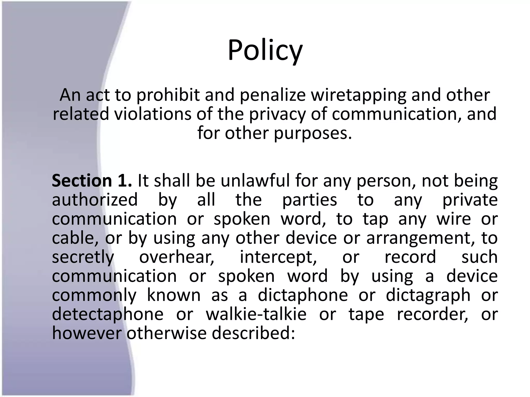 Anti wiretapping-act | PPTX