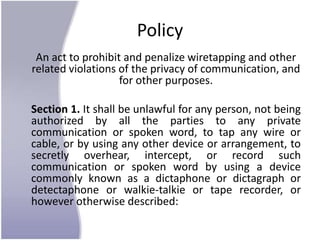 Anti wiretapping-act | PPTX