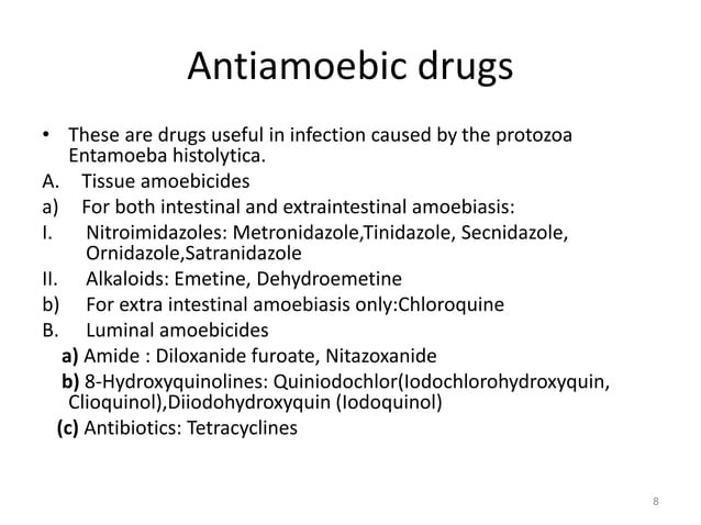 Medicinal chemistry of Antiamoebic agents | PPTX | Chemistry | Science