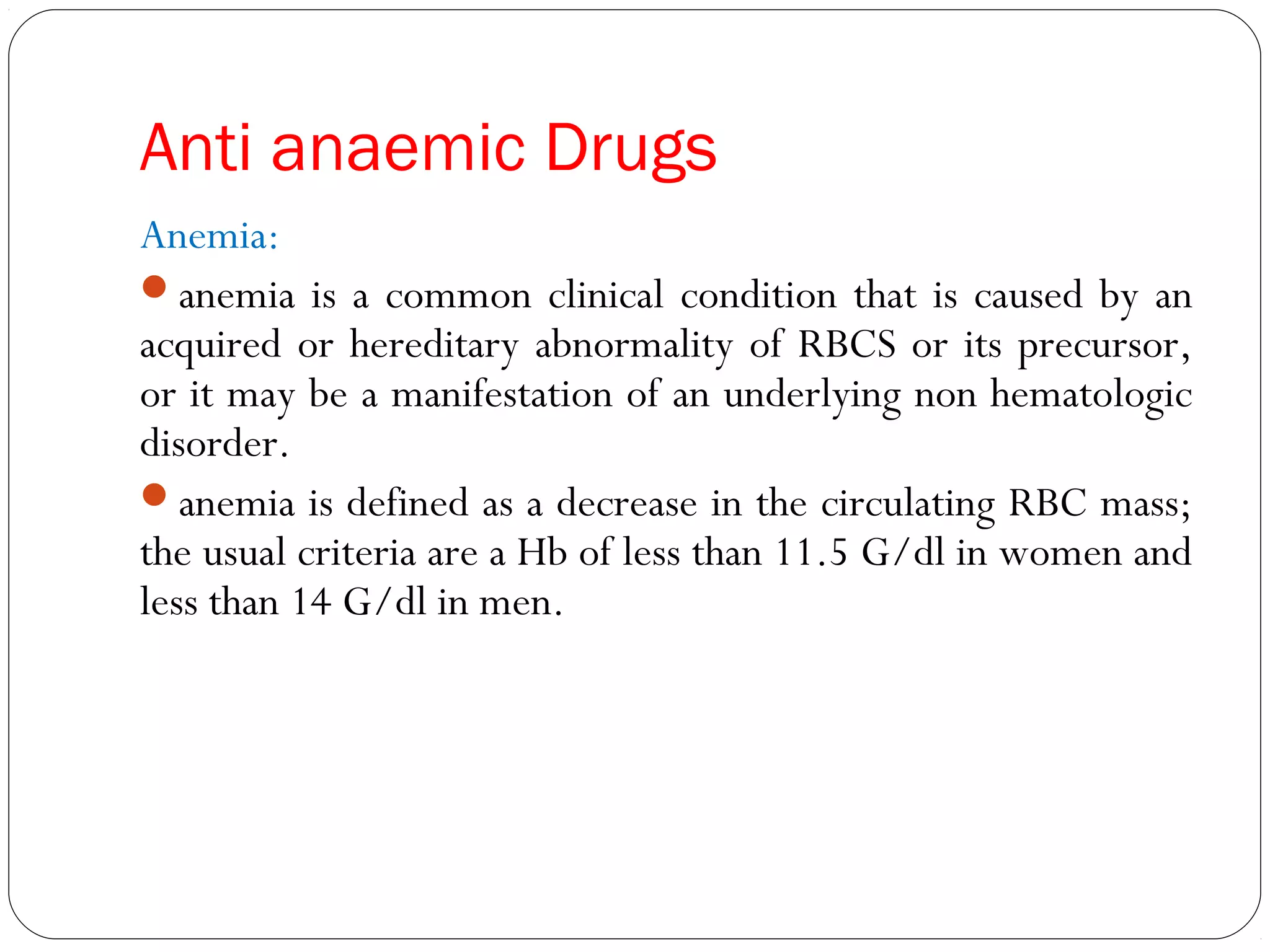 Anti anaemic drugs (1) | PPT