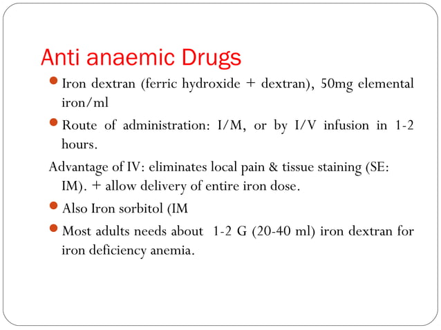 Anti anaemic drugs (1) | PPT | Blood Disorders | Diseases and Conditions