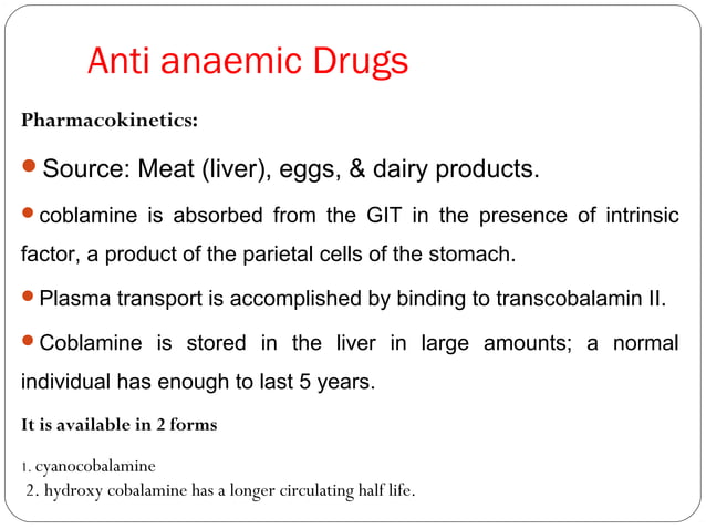 Anti anaemic drugs (1) | PPT | Blood Disorders | Diseases and Conditions