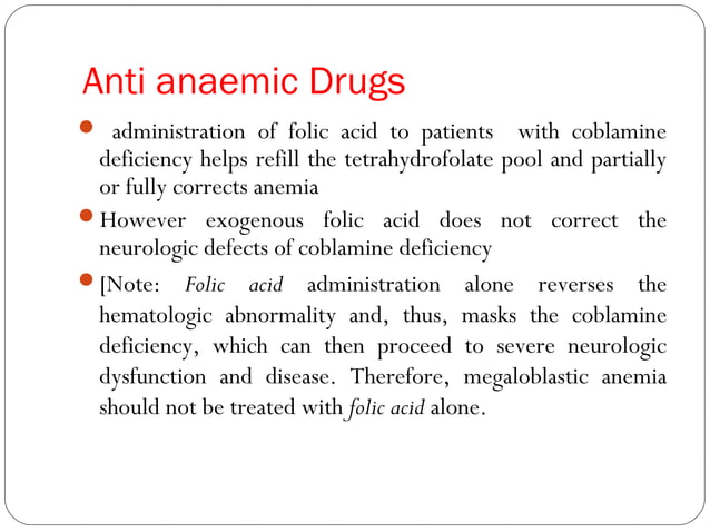 Anti anaemic drugs (1) | PPT | Blood Disorders | Diseases and Conditions