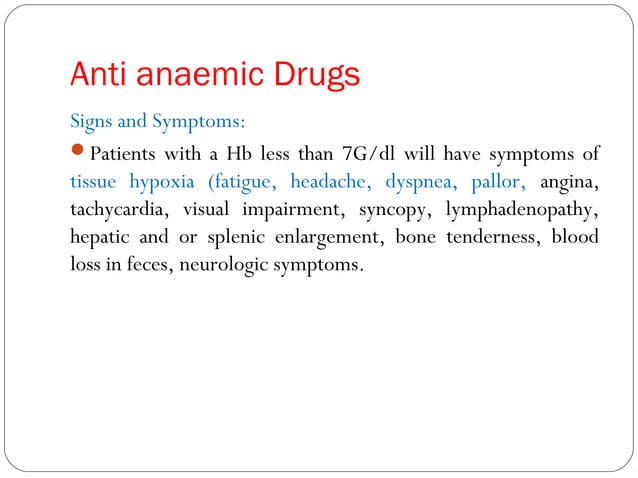 Anti anaemic drugs (1) | PPT | Blood Disorders | Diseases and Conditions