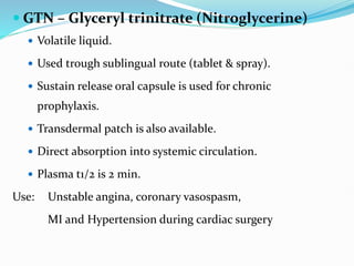 Antianginal ppt brief description and information | PPT