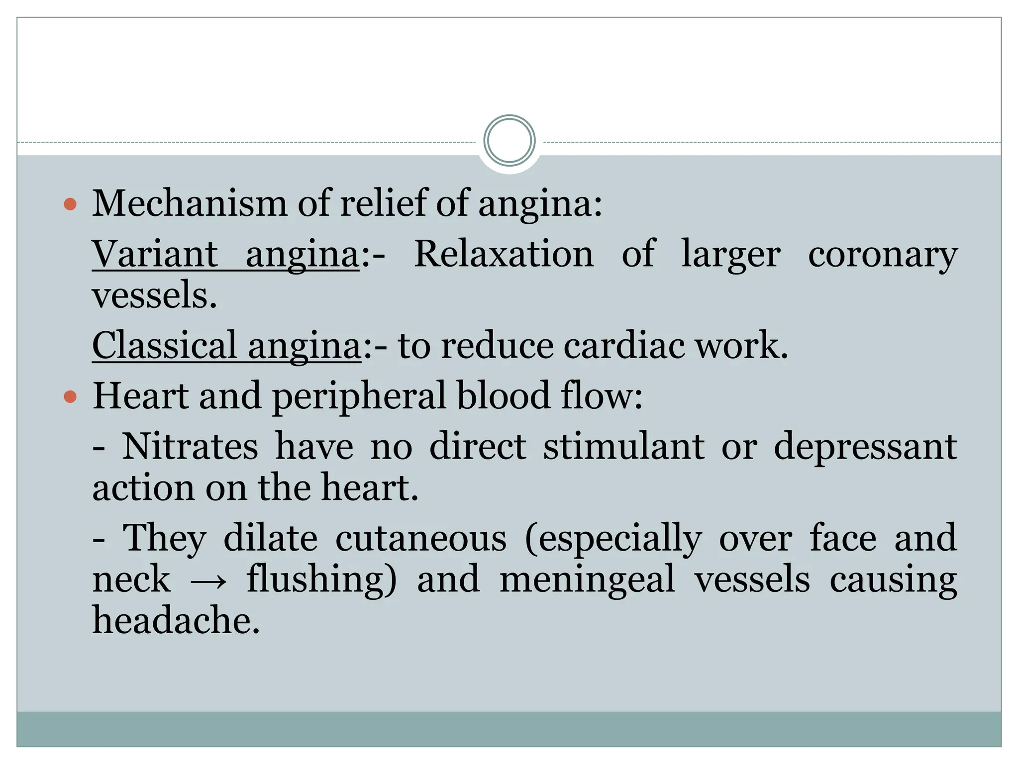Pharmacology of Drugs used in Treatment of angina | PPTX
