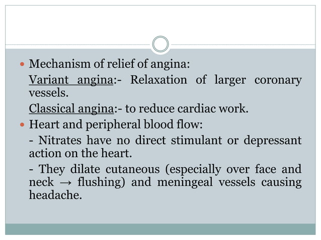 Pharmacology of Drugs used in Treatment of angina | PPTX | Heart and ...