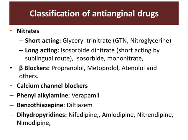 Anti Anginal Drugs and its side affect and uses | PPT