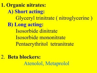 Anti anginal drugs | PPT