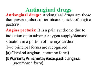 Antianginal drugs | PPTX
