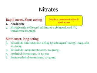 Antianginal Drugs/ Treatment of Myocardial Infraction | PPT