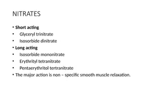 ANTI – ANGINAL DRUGS 7.7.23.pptx nitrates | PPT