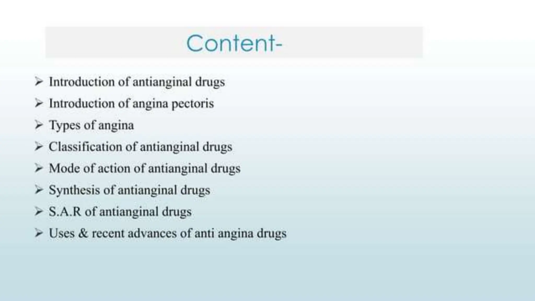 Anti anginal Drugs used in angina which is chest pain. | PPTX