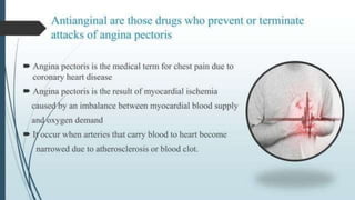 Anti anginal Drugs used in angina which is chest pain. | PPTX