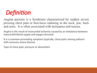 Angina pectoris Exertional angina Stable | PPT