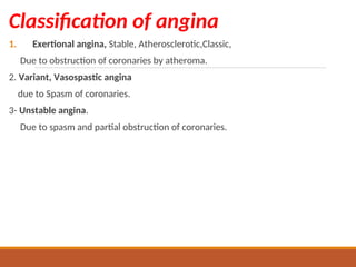 Angina pectoris Exertional angina Stable | PPT