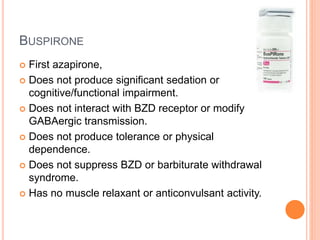 Antianxiety drugs pharmacology | PPTX