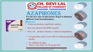 Drugs acting on CNS-Anti anxiety drugs BY Bharti | PPT