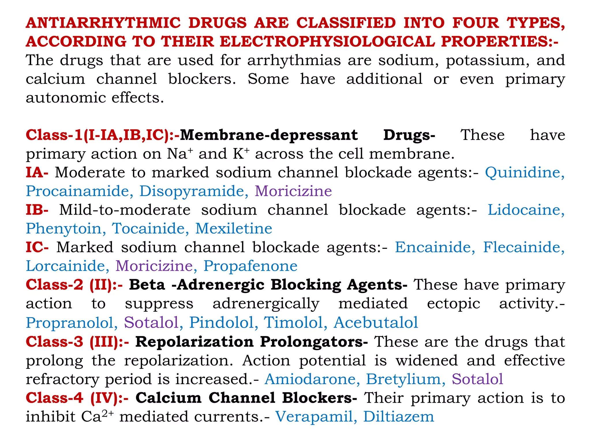 Antiarrhythmic drugs, Drugs used in arrhythmia | PPT