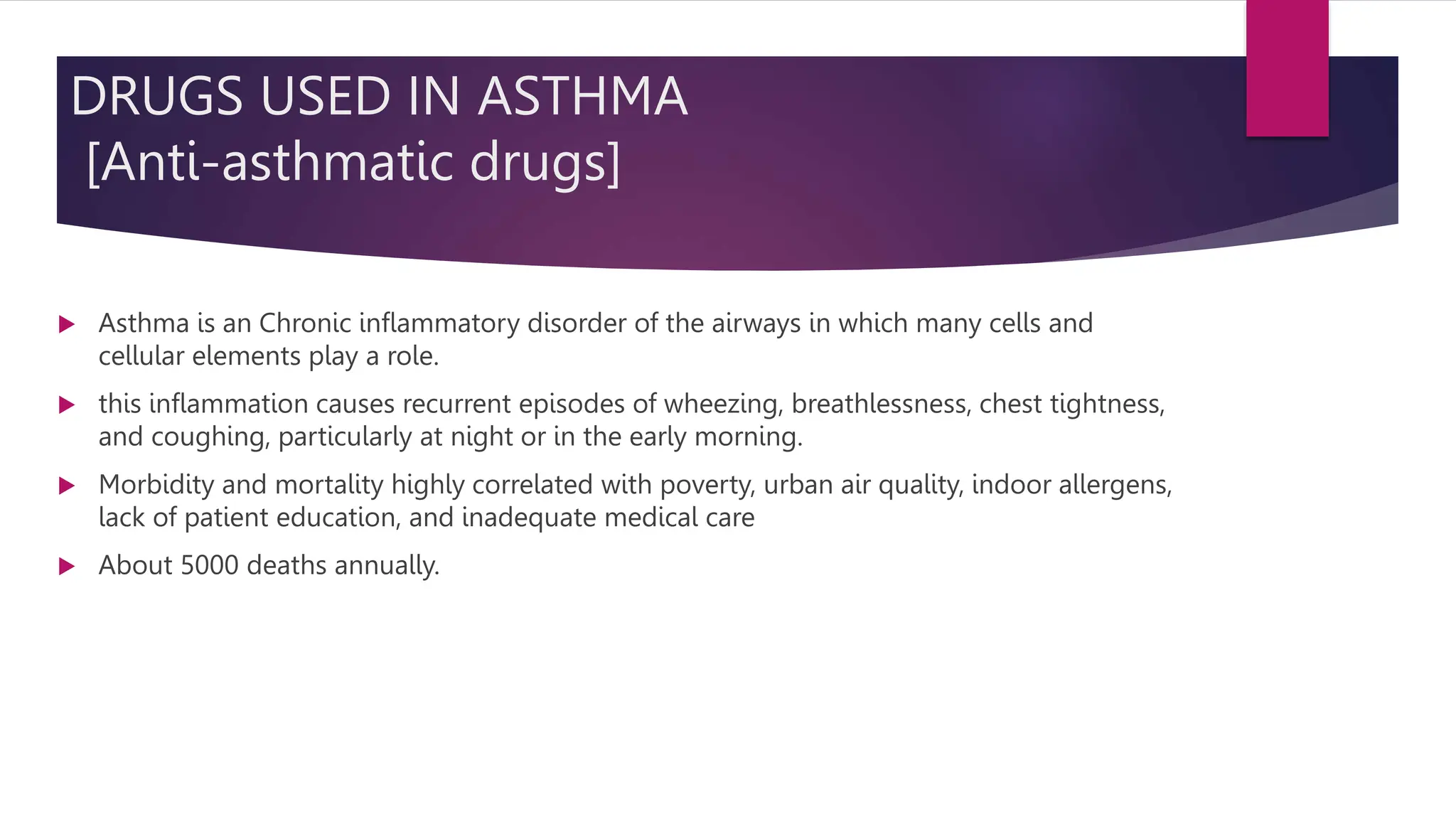 antiasthmatic drugs ,mechanism of action, adverse effects | PPTX