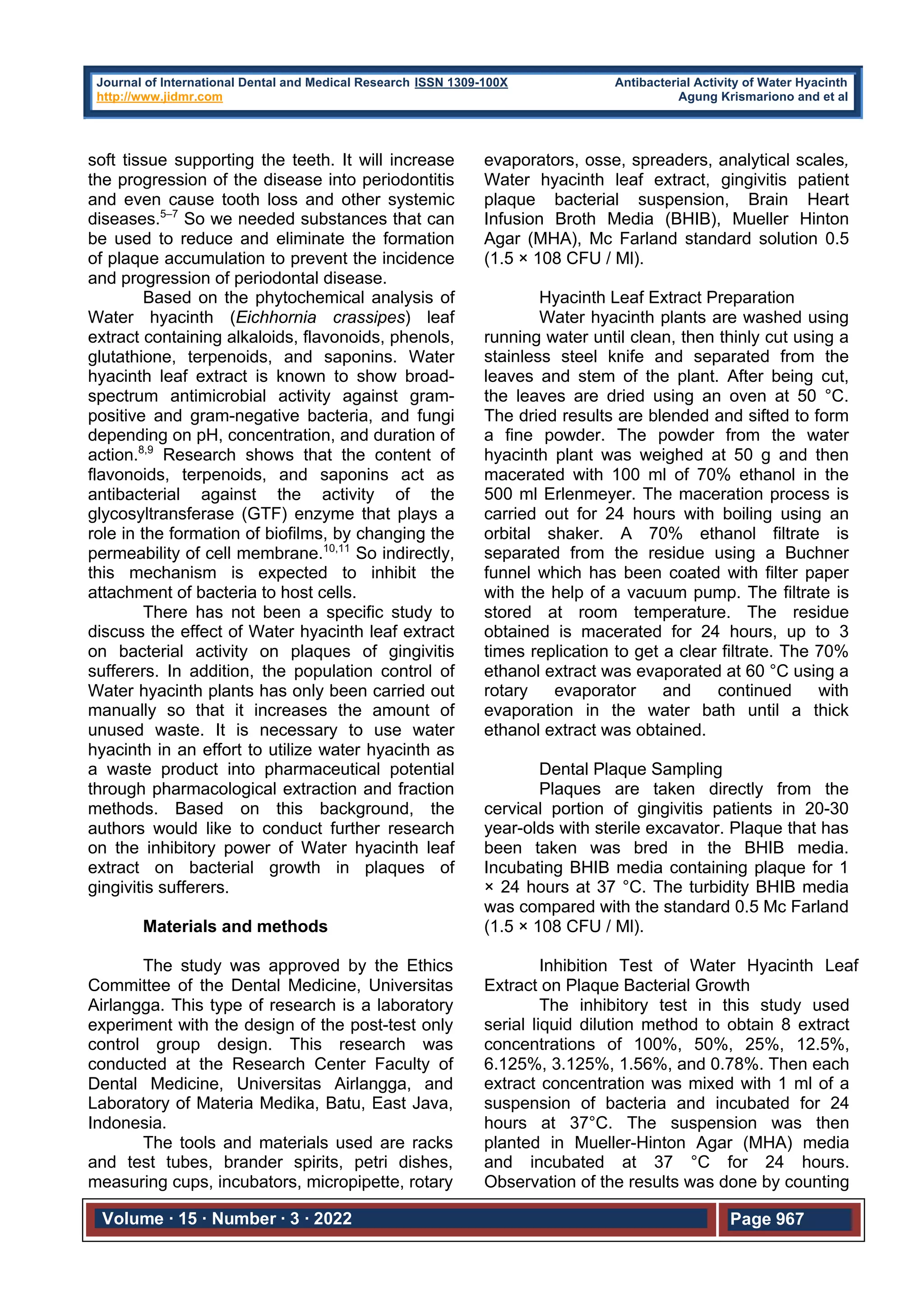 Antibacterial Activity of Water Hyacinth (Eichhornia Crassipes) Leaf ...